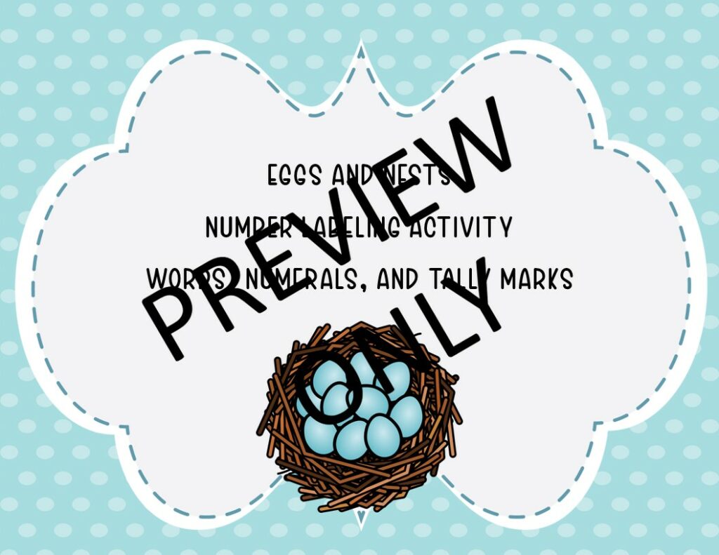 Counting and Tallies Labeling Cards- Eggs and Nests Hands-On Practice ...