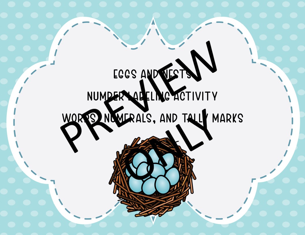Counting and Tallies Labeling Cards- Eggs and Nests Hands-On Practice ...