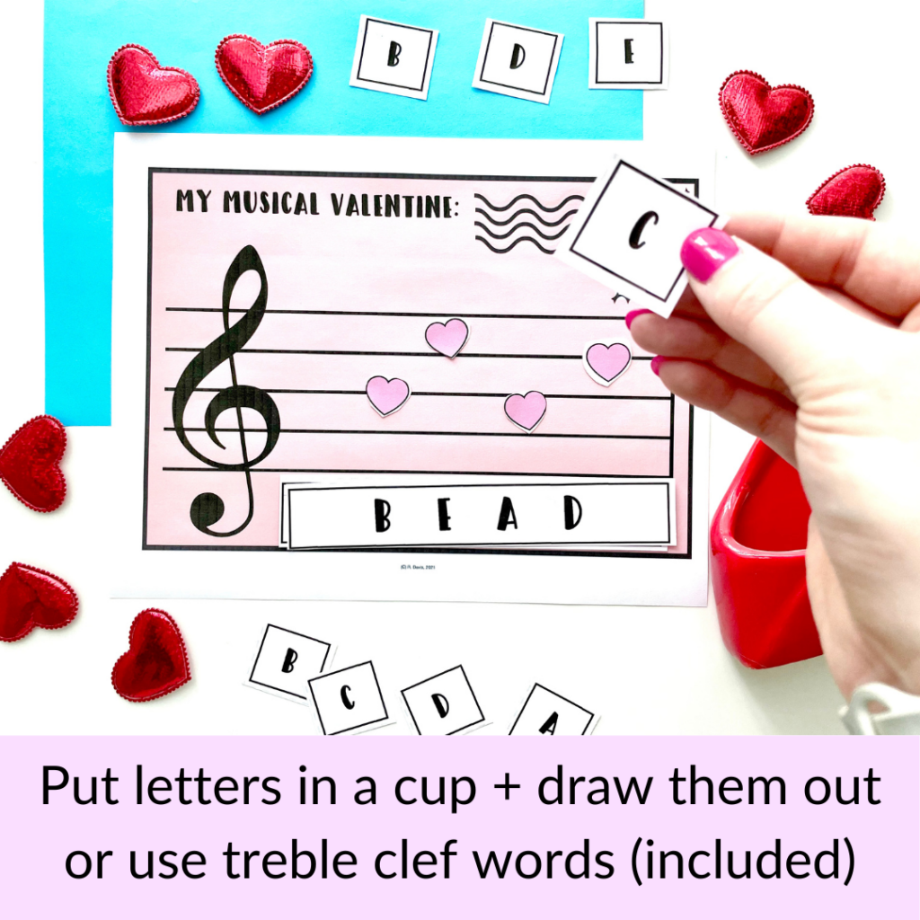 Valentine's Day Treble Clef Composition Activity for Elementary Music ...