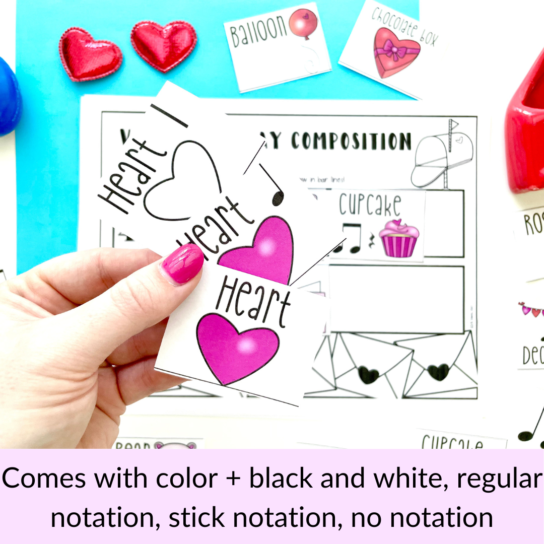 Valentine's Day Printable Rhythm Manipulatives + Composition Activity ...