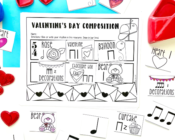 Valentine's Day Printable Rhythm Manipulatives + Composition Activity ...