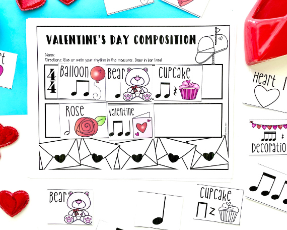 Valentine's Day Printable Rhythm Manipulatives + Composition Activity ...