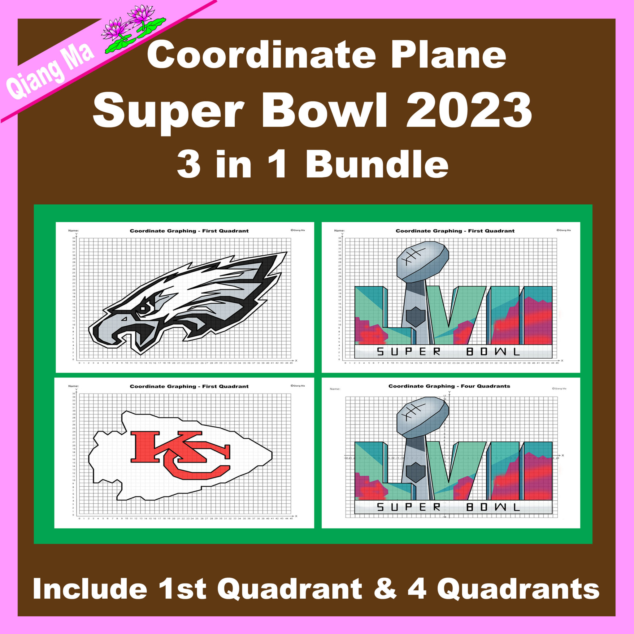 Super Bowl Coordinate Plane Graphing Picture: Super Bowl 2023 Bundle ...