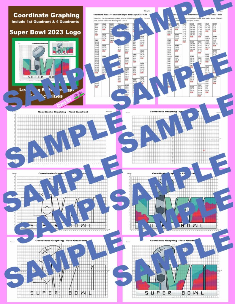 Super Bowl Coordinate Plane Graphing Picture: Super Bowl 2023 Bundle ...