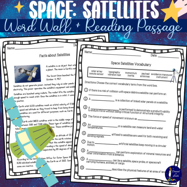 Space: Satellites Word Wall Vocabulary and Reading Passage | Made By ...