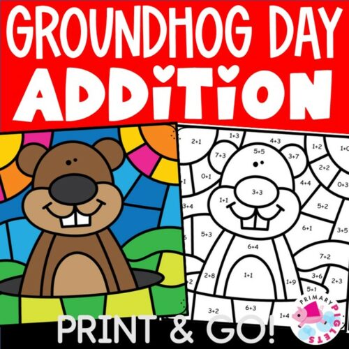 GROUNDHOG DAY COLOR BY NUMBER ADDITION AND SUBTRACTION | GROUNDHOG DAY ...