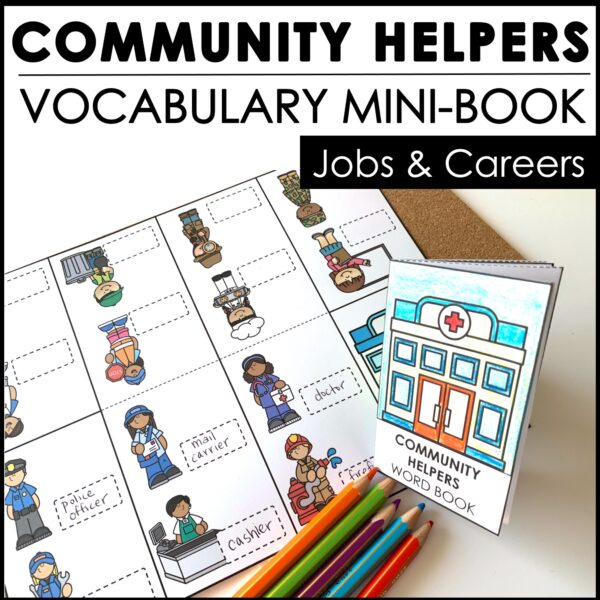 Community Helpers Vocabulary Mini-Book | Jobs & Occupations Picture ...