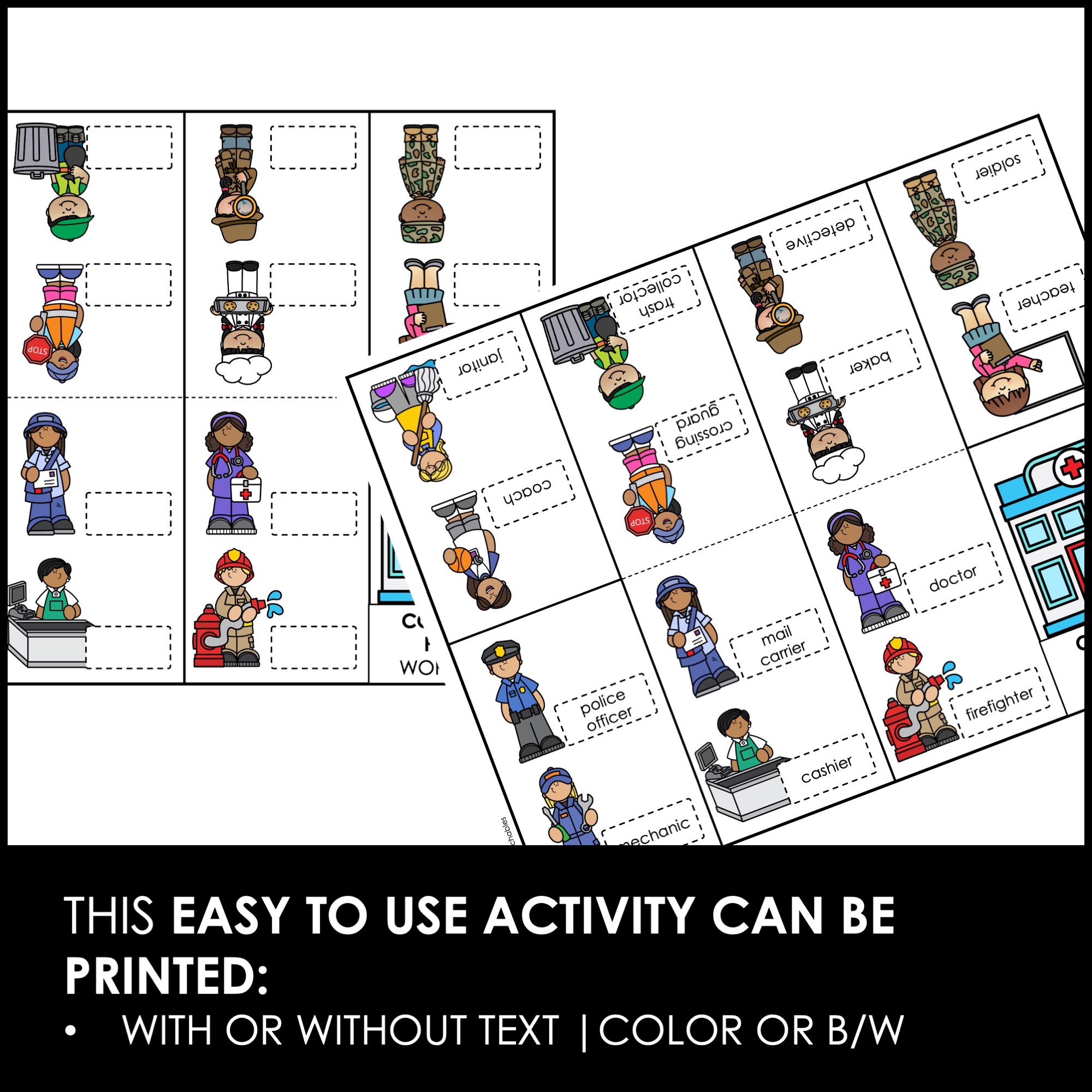 Community Helpers Vocabulary Mini-Book | Jobs & Occupations Picture ...