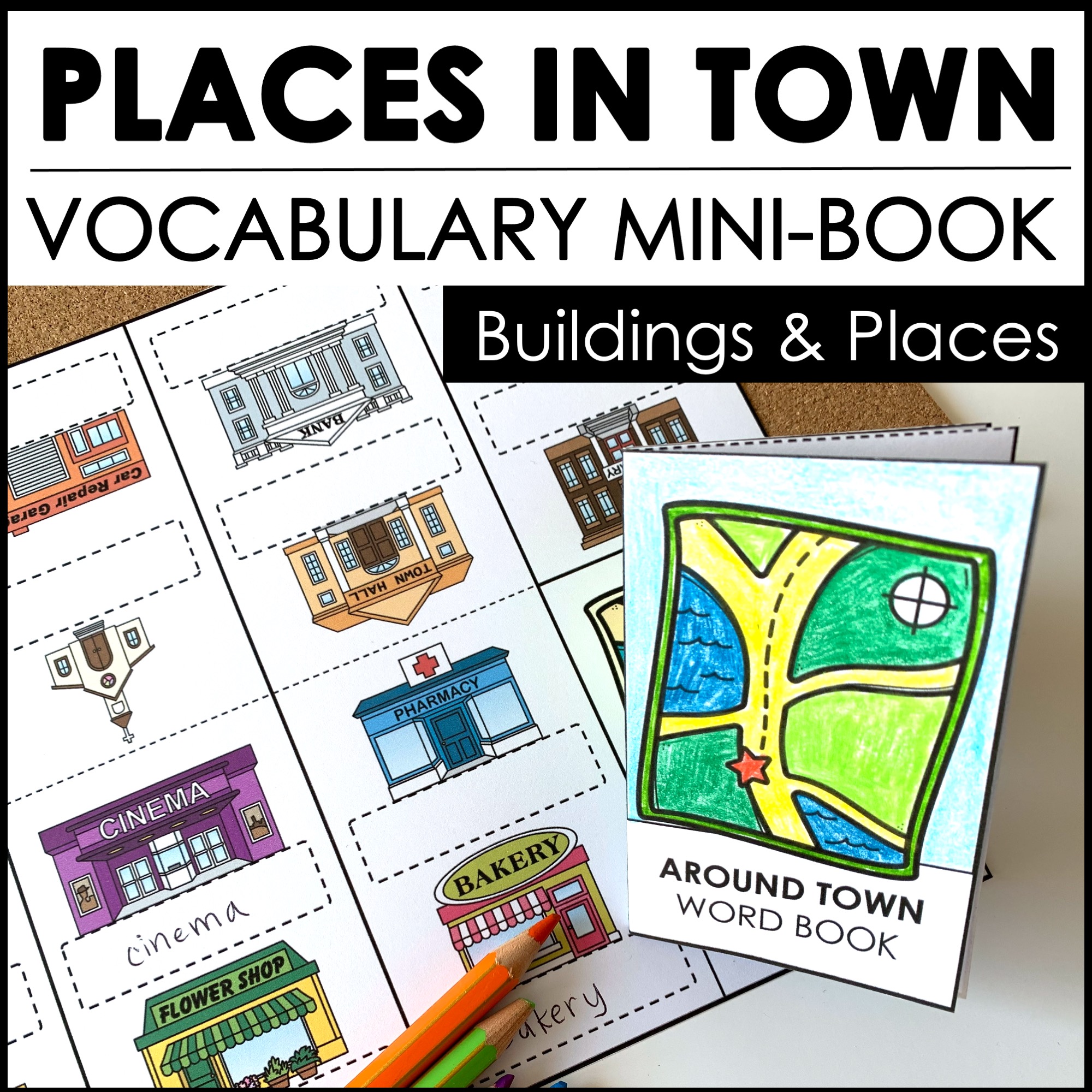 Places Buildings In A Town Or City Vocabulary Building Mini Book Places Buildings In A Town Or City Vocabulary Building Mini Book