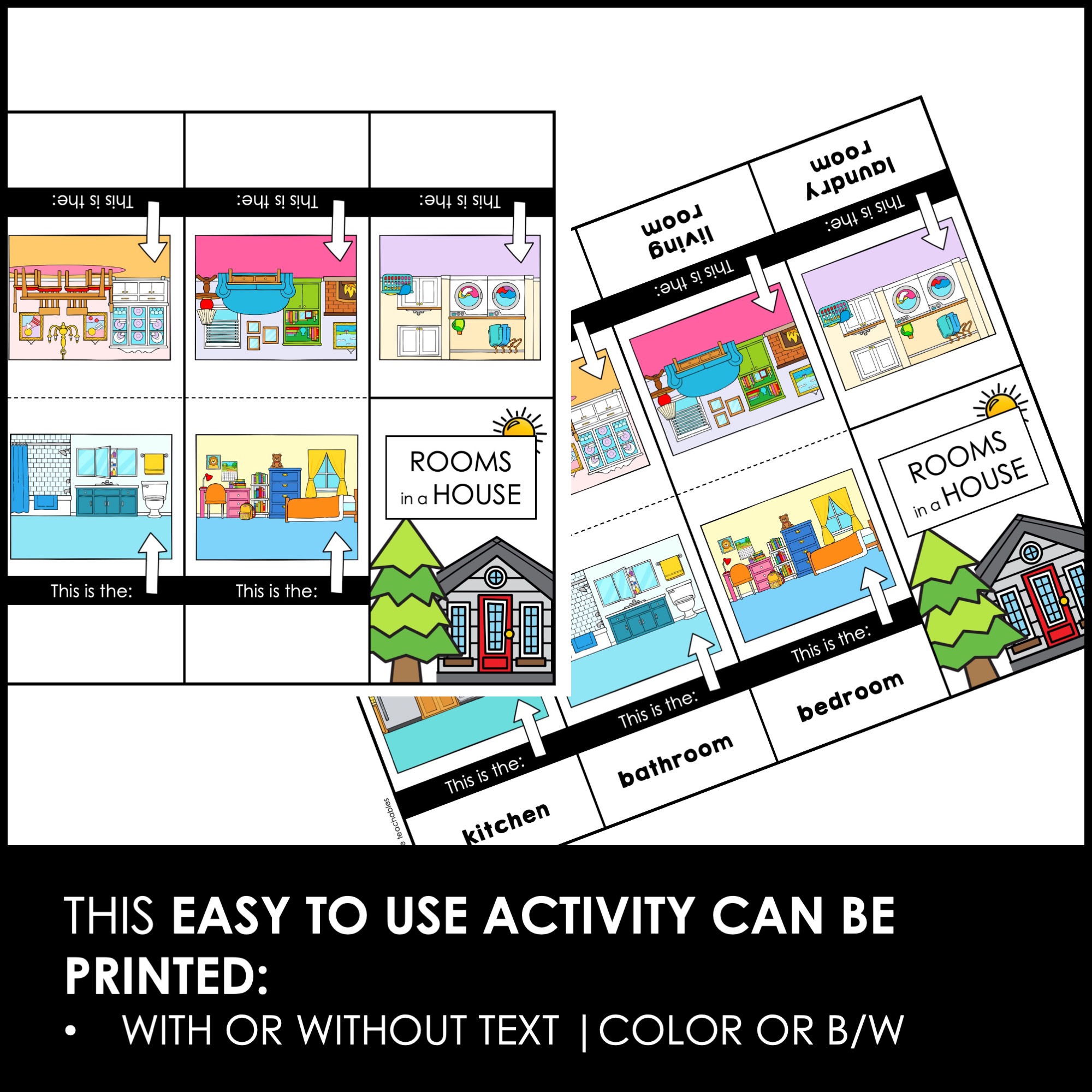 Rooms in a House Vocabulary Building Mini-Book | Picture Dictionary ...