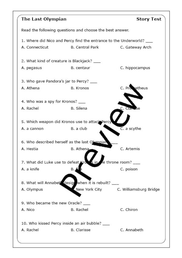 Rick Riordan "The Last Olympian" worksheets | Made By Teachers