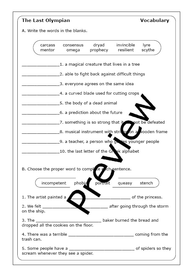 Rick Riordan "The Last Olympian" worksheets | Made By Teachers