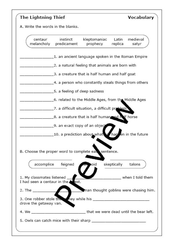Percy Jackson Series: A Bundle of Worksheets | Made By Teachers