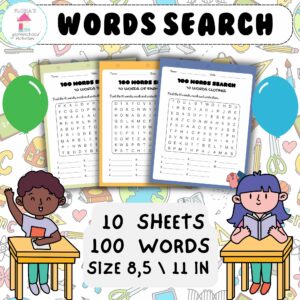 100th Day of School Activities | 100 Words Search | Vocabulary No PREP ...