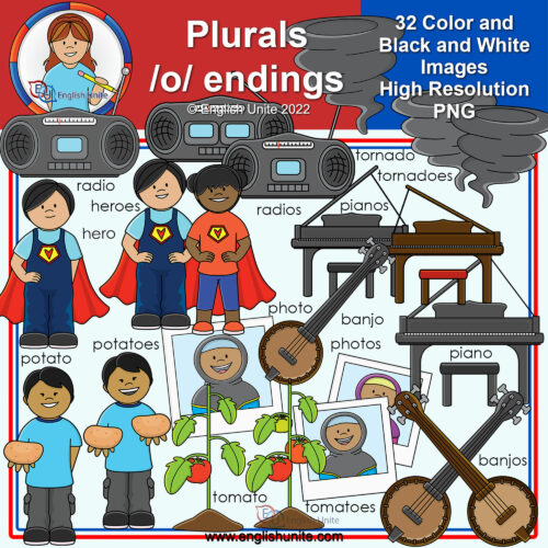 Clip Art - Plurals 3 (Words ending in o) | Made By Teachers