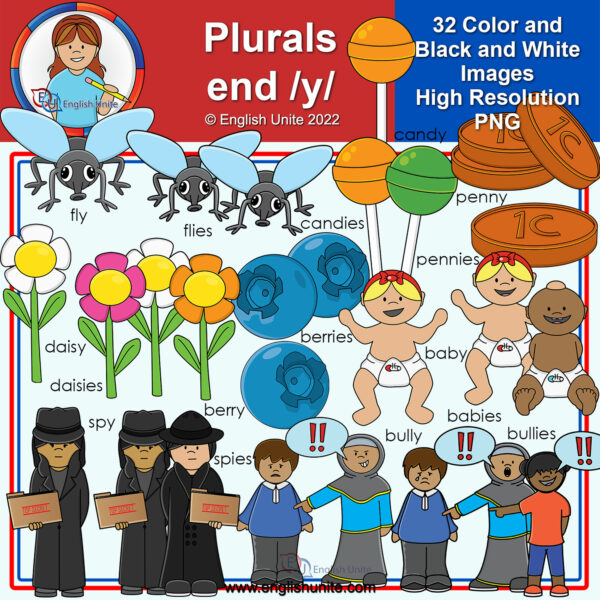 Clip Art - Plurals 4 (Words ending in y) | Made By Teachers