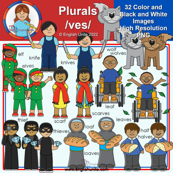Clip Art - Plurals 5 (Words ending in f or fe) | Made By Teachers