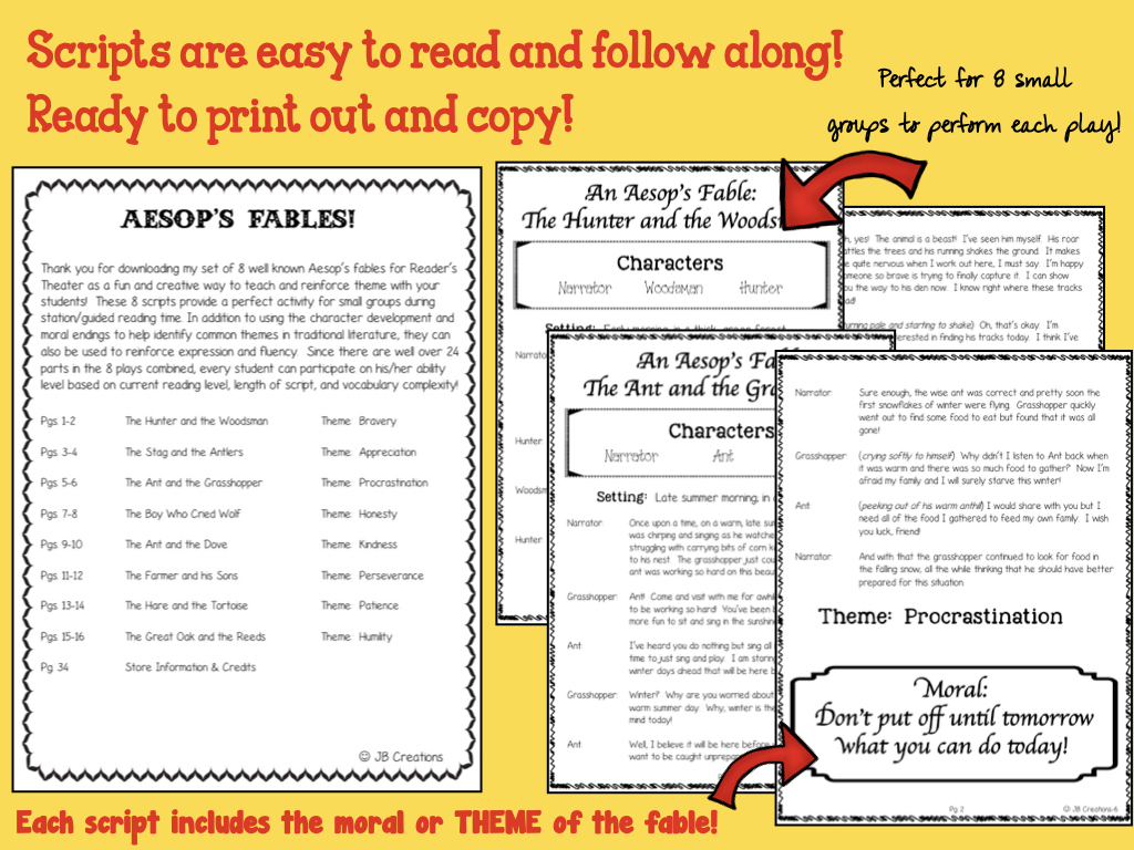 Reader's Theater: Aesop's Fables and Theme | Made By Teachers