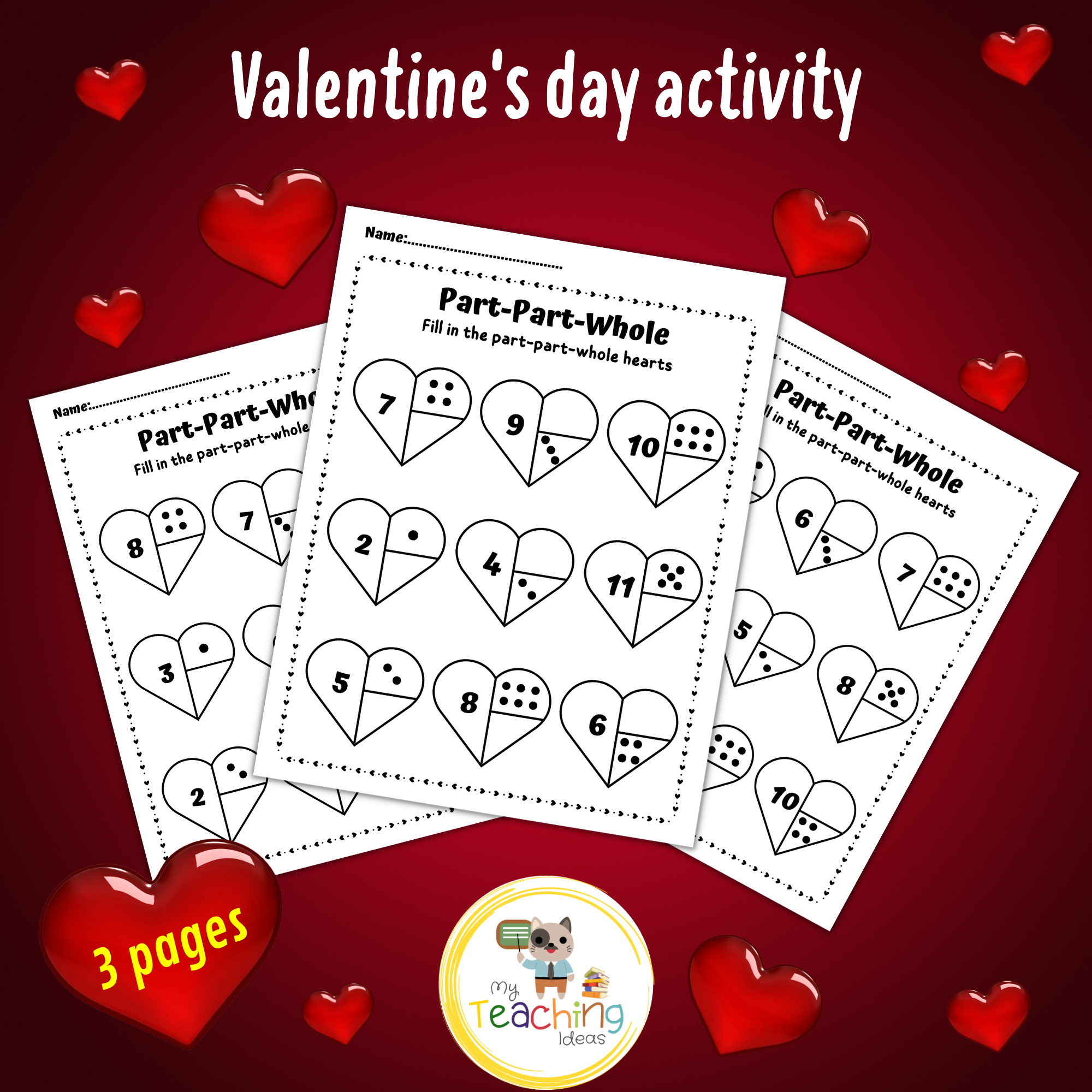 Valentine's Day Math addition | Part-Part-Whole Hearts | February ...