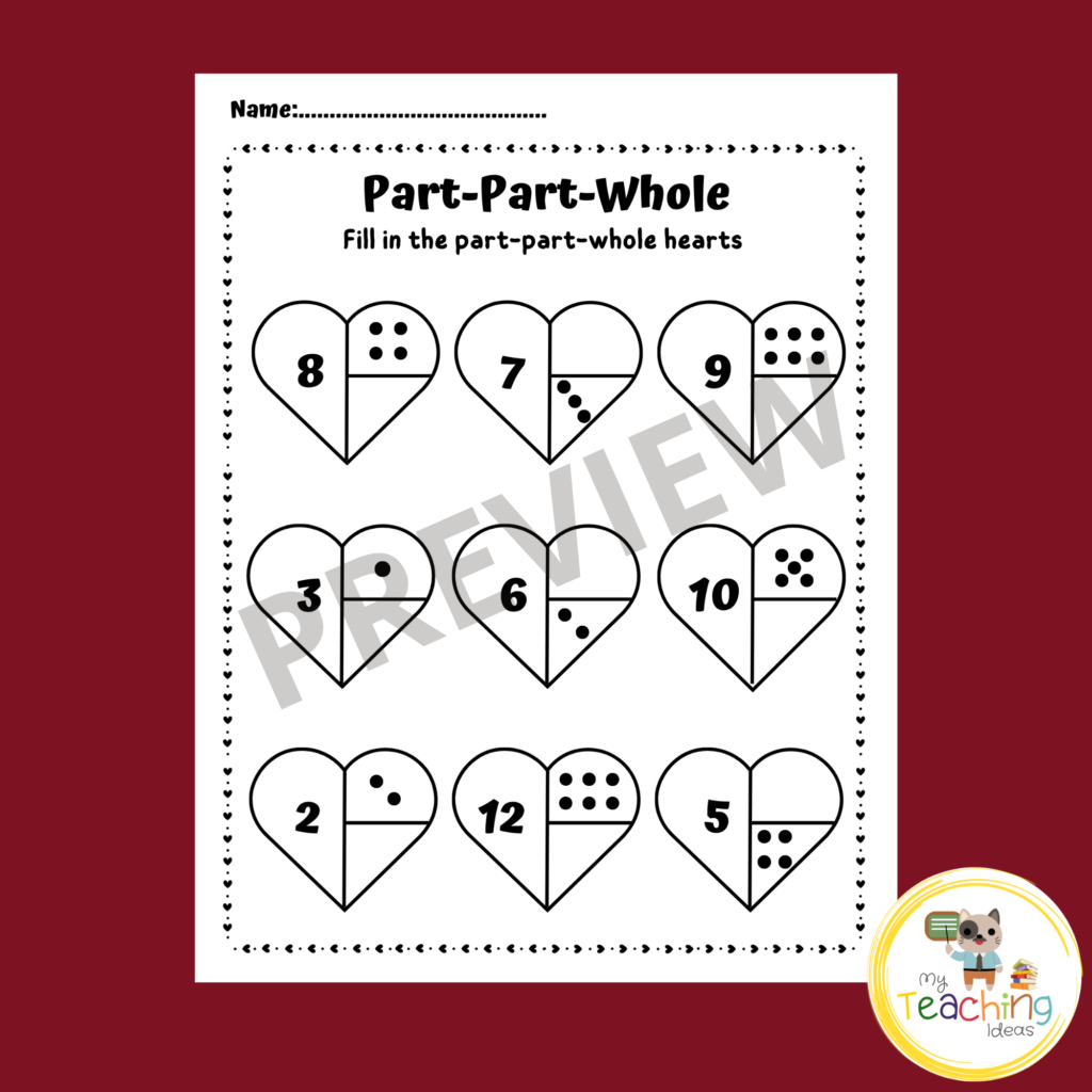 Valentine's Day Math addition | Part-Part-Whole Hearts | February ...