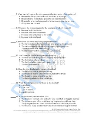 "The Sea Hare" by the Brothers Grimm Quiz and Close Reading Bundle ...