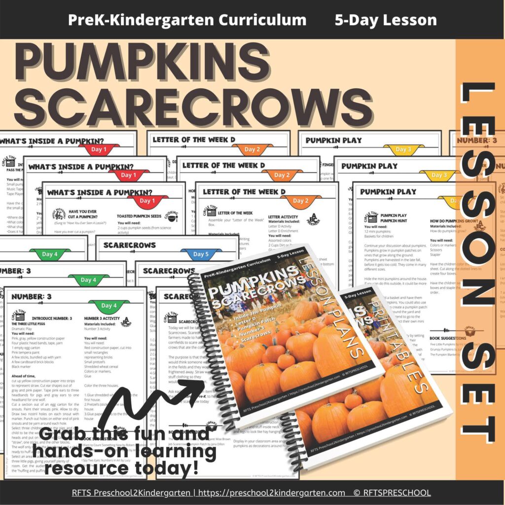 PUMPKIN SCARECROW CURRICULUM | LESSONS AND PRINTABLES | MATH LITERACY ...