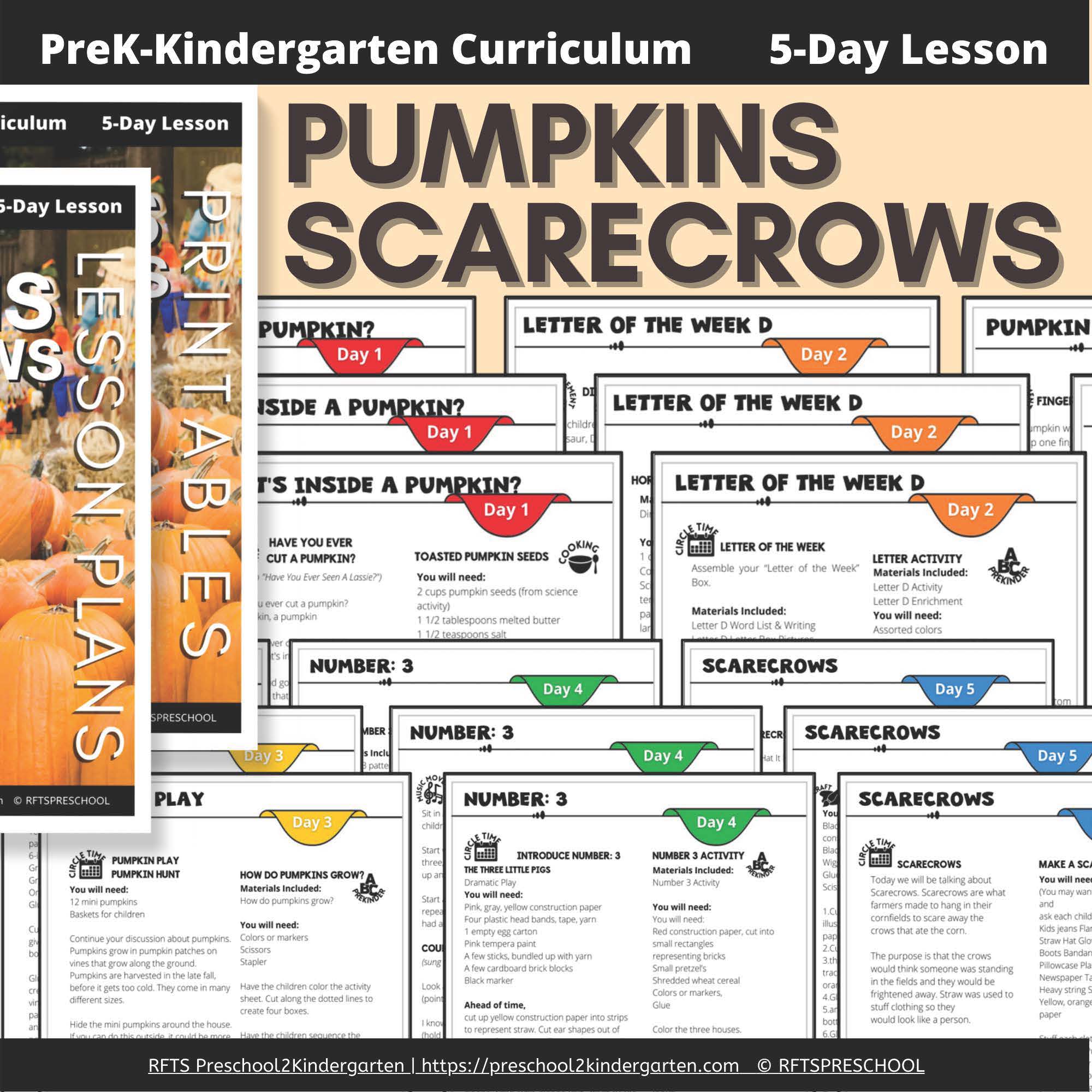 PUMPKIN SCARECROW CURRICULUM | LESSONS AND PRINTABLES | MATH LITERACY ...