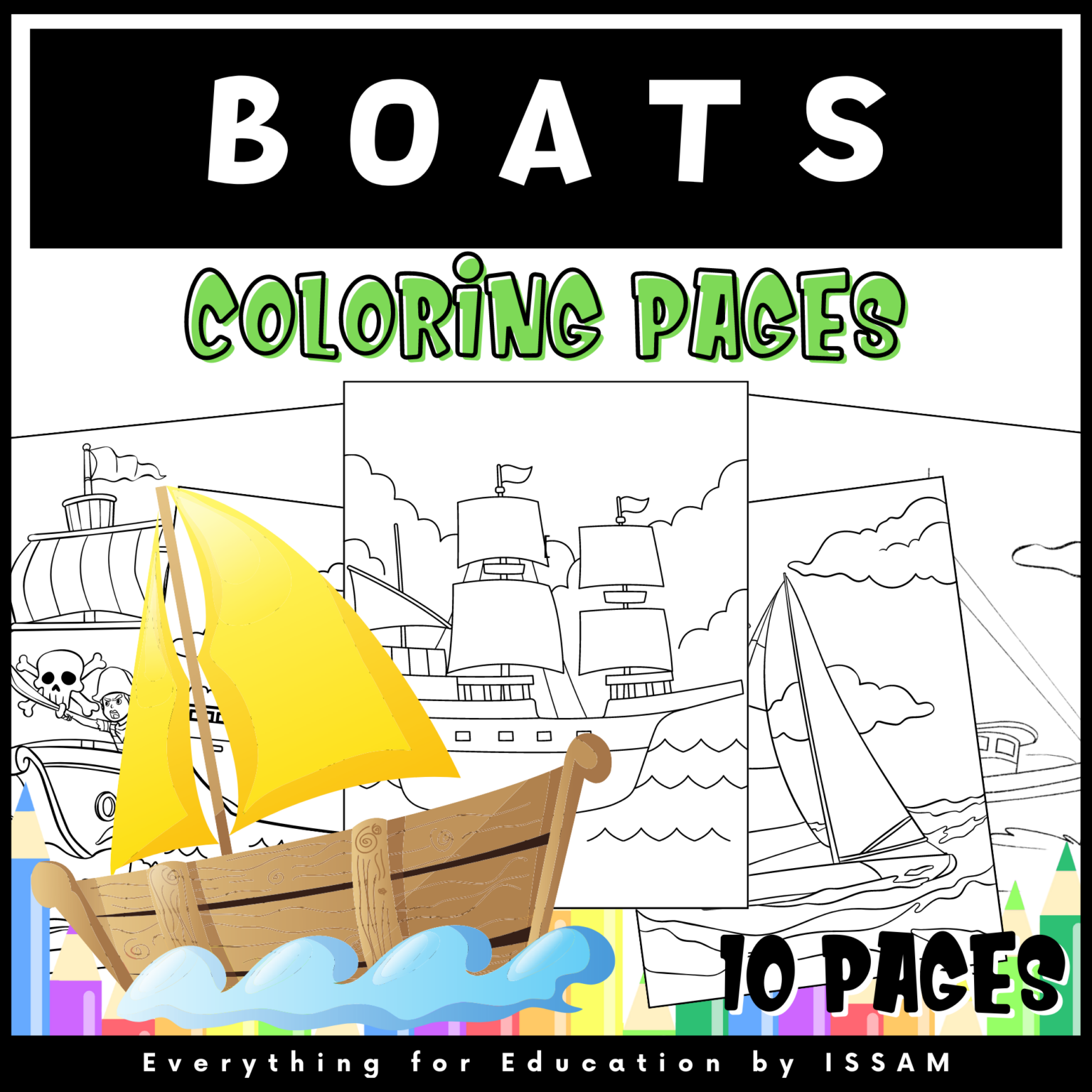 Boats Coloring Pages:10 Printable worksheets for Preschoolers ...