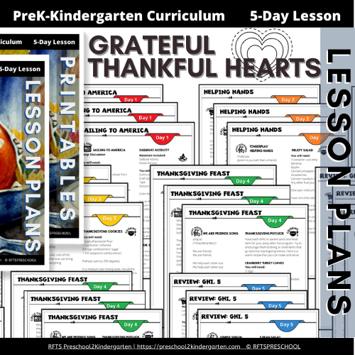 GRATEFUL THANKFUL HEARTS CURRICULUM | LESSONS AND PRINTABLES | MATH LITERACY CRAFT ACTIVITIES ...