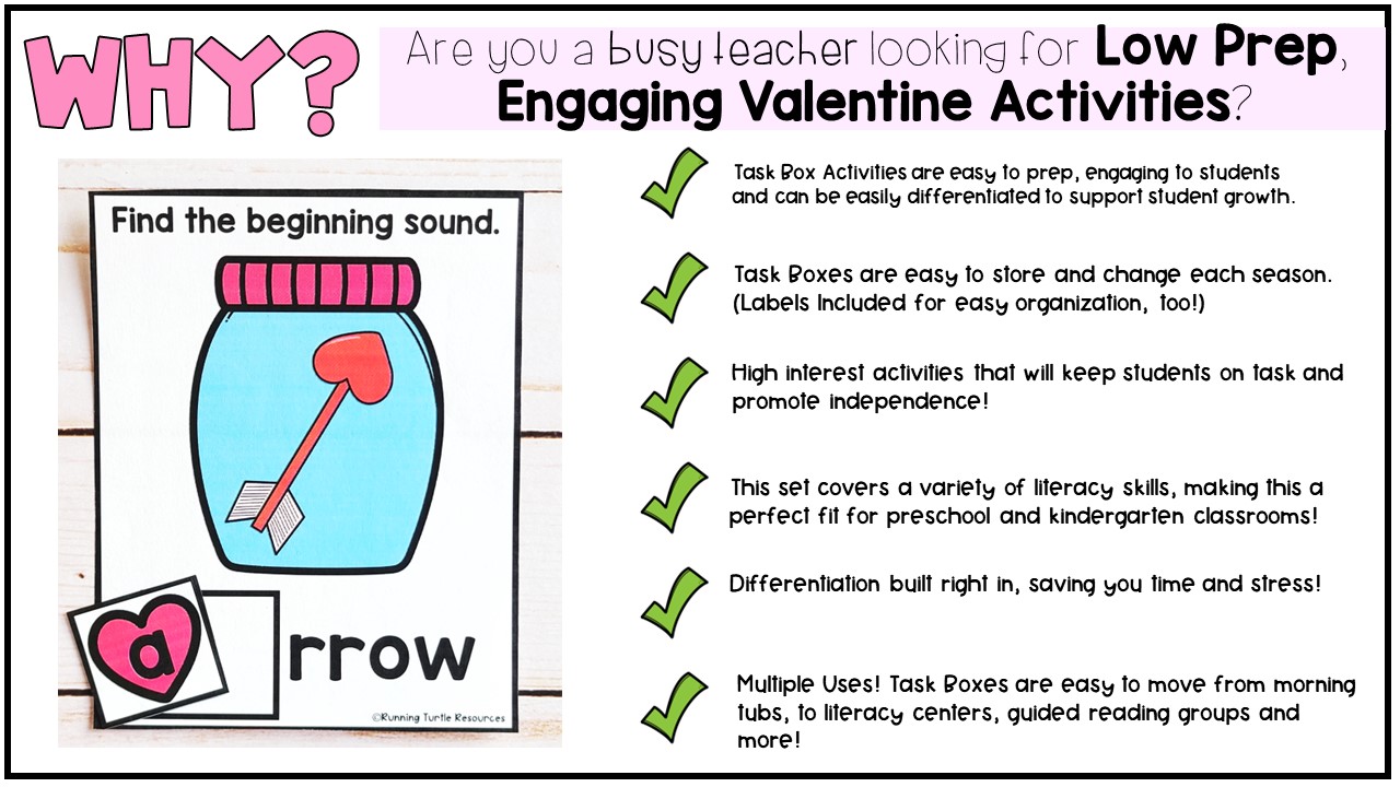 Kindergarten Literacy Centers l Valentine's Day Task Cards | Made By ...