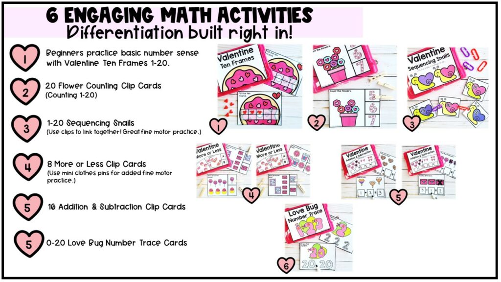 Valentines Day Math Kindergarten Math Task Cards | Made By Teachers