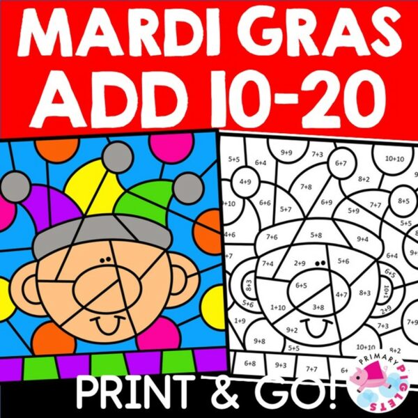 MARDI GRAS COLOR BY NUMBER ADDITION | MARDI GRAS COLOR BY CODE | MARDI ...