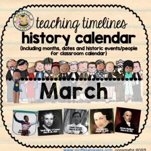 CLASSROOM DECOR History Themed Classroom Calendar - March Biographies ...
