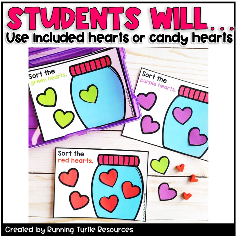 Valentine Color Sort Task Cards | Made By Teachers