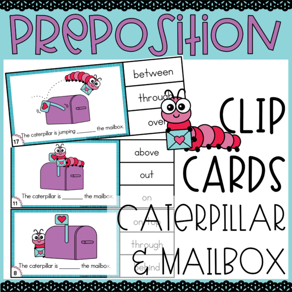 Valentines Preposition Clip Cards Task Cards Positional Words ...
