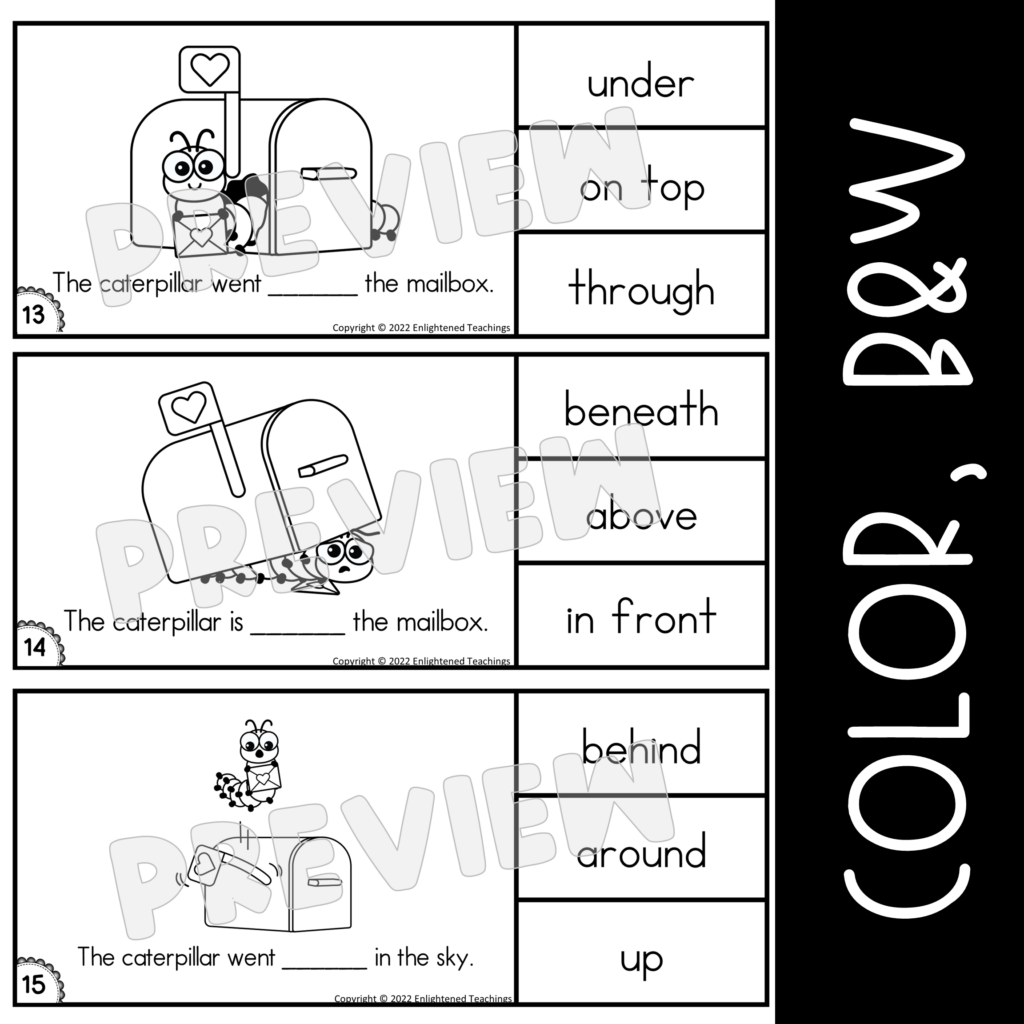 Valentines Preposition Clip Cards Task Cards Positional Words ...