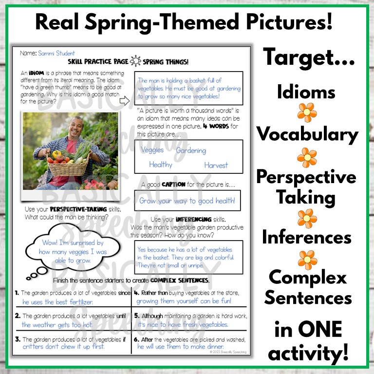Activity for Mixed Speech Therapy Groups Multiple Skill Pages SPRING ...