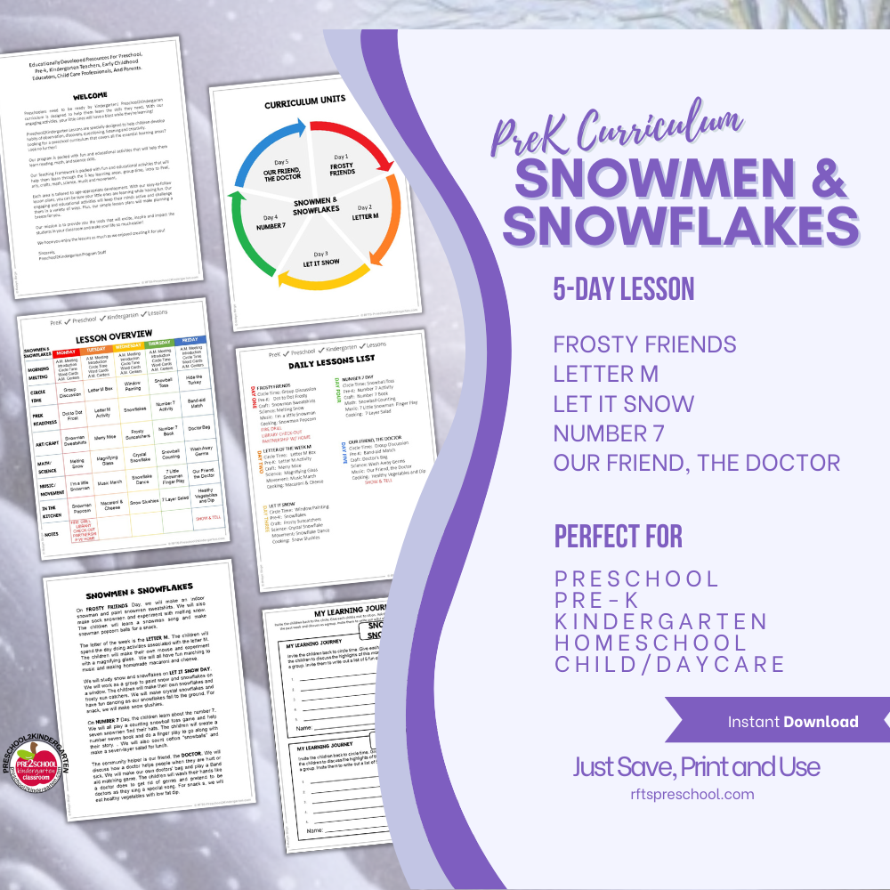 SNOWMEN CURRICULUM | LESSONS AND PRINTABLES | MATH LITERACY CRAFT ...