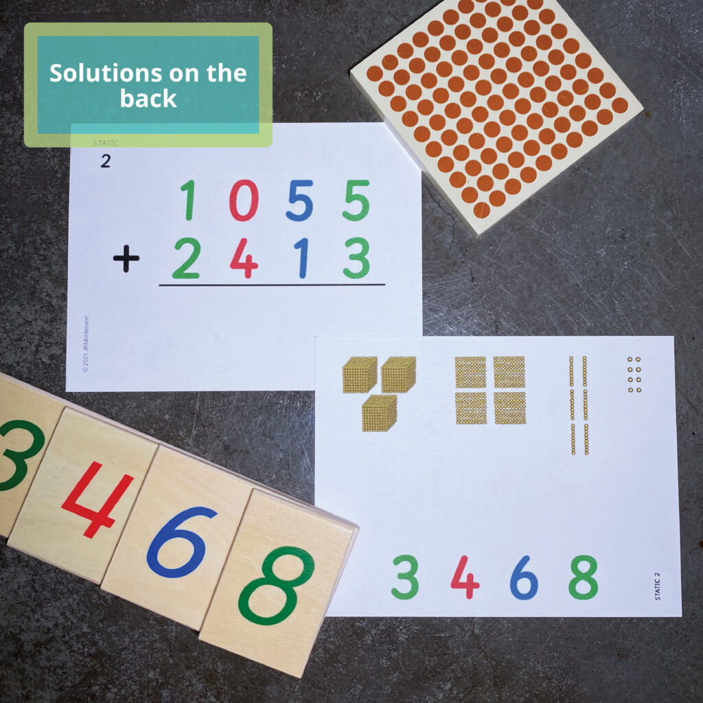 Montessori Math 4-Digit Golden Bead Addition with Small Cards | Made By ...