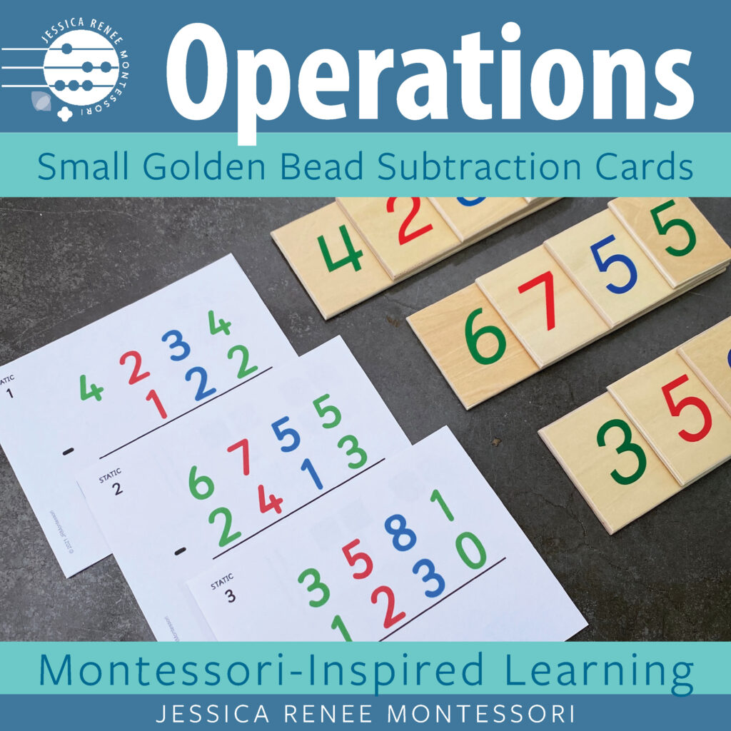 Montessori Math 4-Digit Golden Bead Subtraction with Small Cards | Made ...