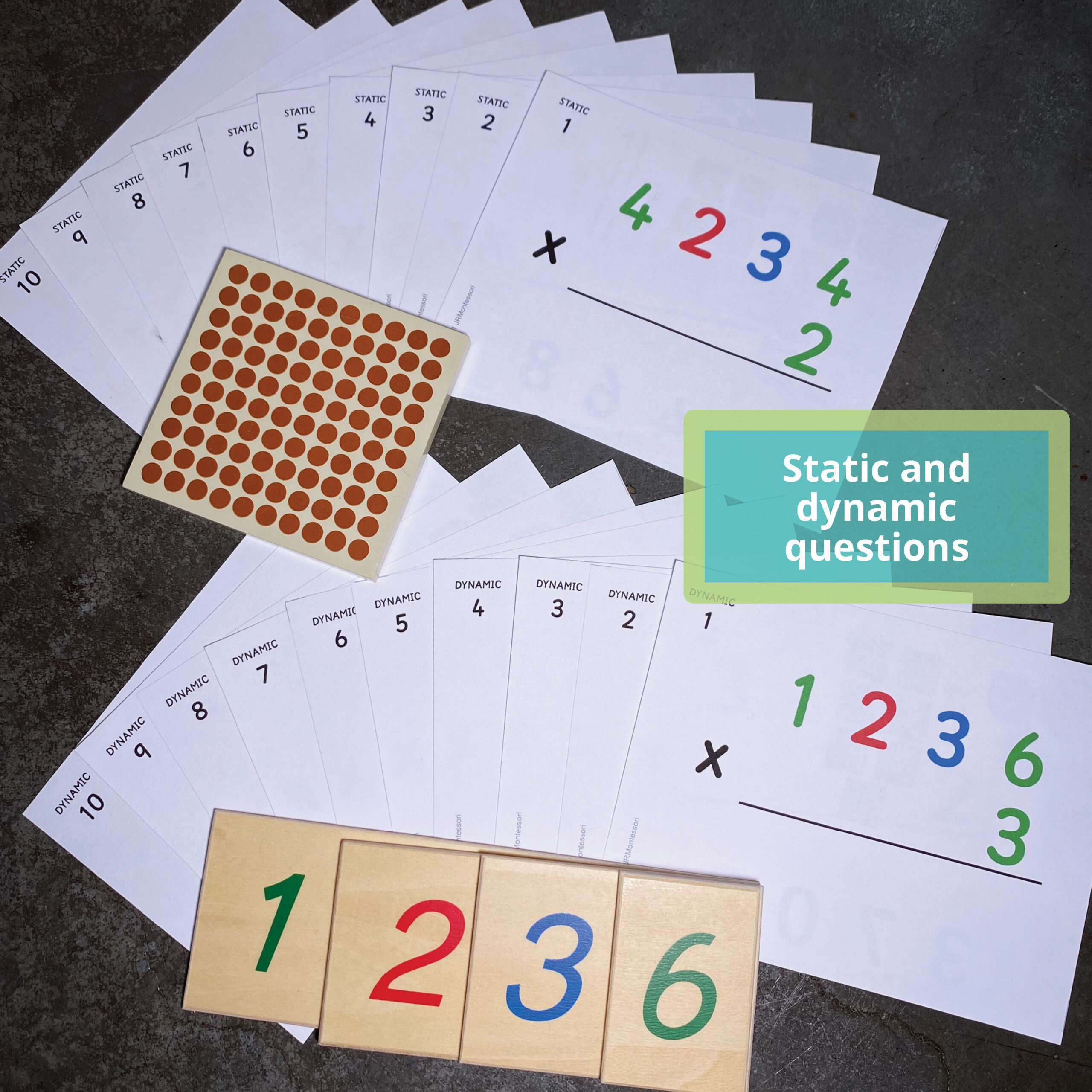 Montessori Math 4-Digit Golden Bead Multiplication with Small Cards ...