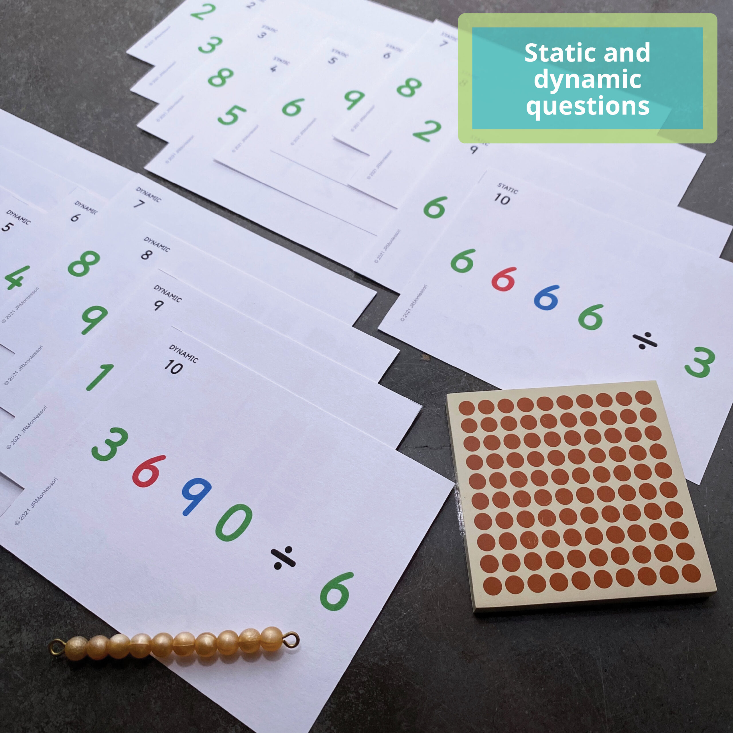 Montessori Math 4-Digit Golden Bead Division with Small Cards | Made By ...