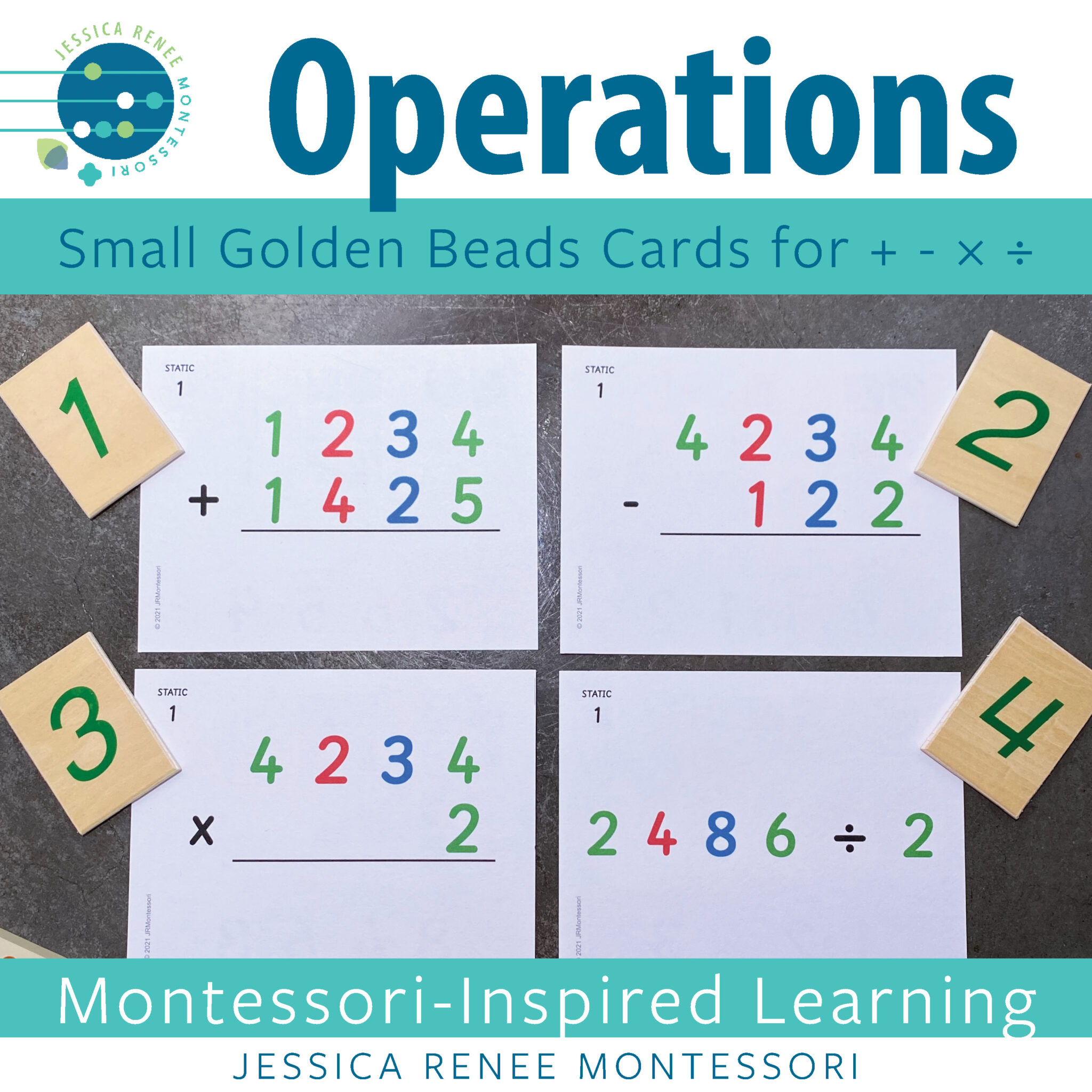 Montessori Math Operations: Small Command Cards Bundle, Golden Bead ...