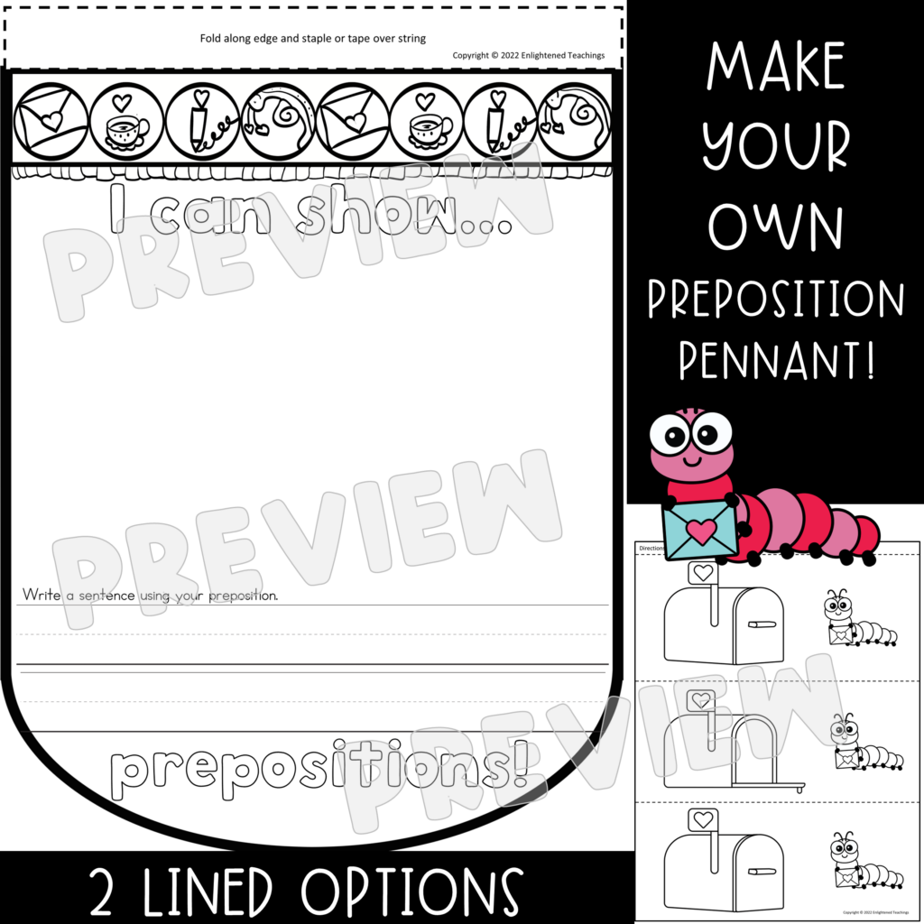 Preposition Posters Valentine Theme Positional Words Banner Caterpillar ...