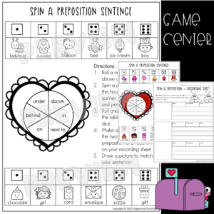 Valentines Prepositions Bundle Worksheets Posters Clip Cards | Made By ...