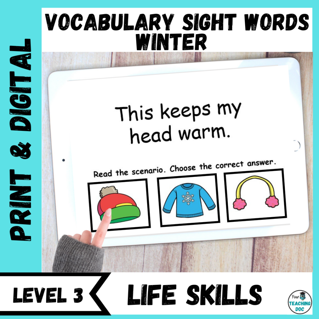 Winter Functional Vocabulary Sight Word Unit Level 3 w/ Task Cards ...