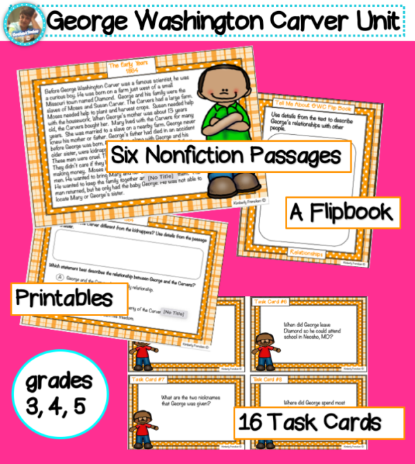 George Washington Carver Nonfiction Reading Comprehension Unit | Made ...
