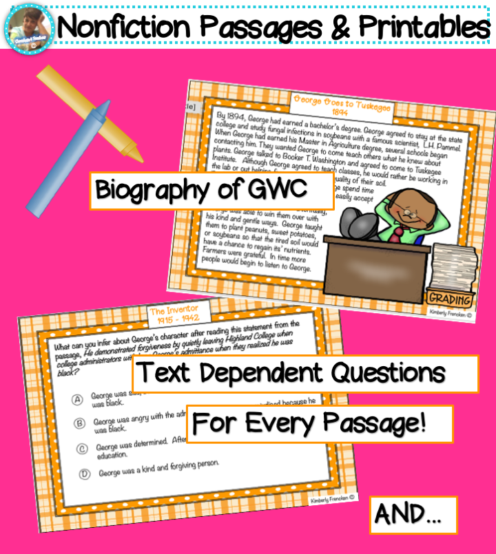 George Washington Carver Nonfiction Reading Comprehension Unit | Made ...