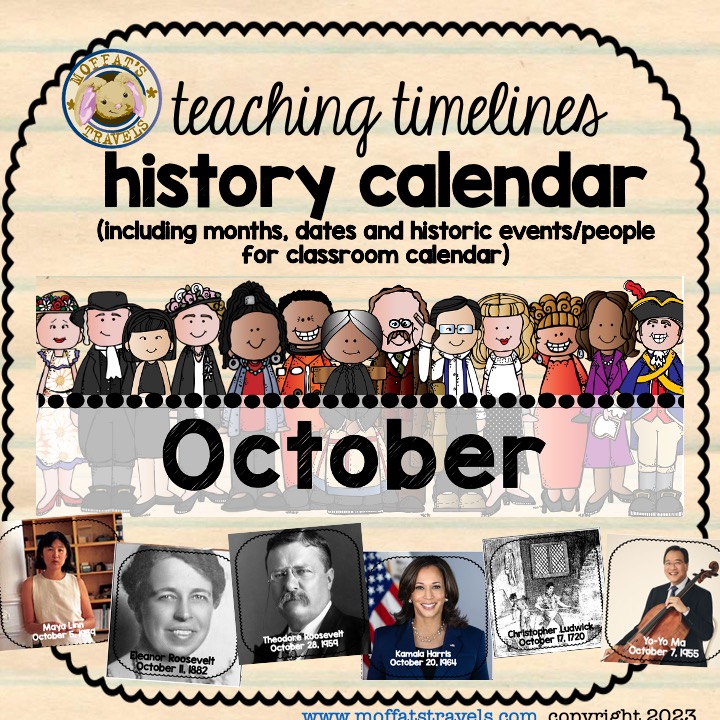 CLASSROOM DECOR History Themed Classroom Calendar - October Biographies ...