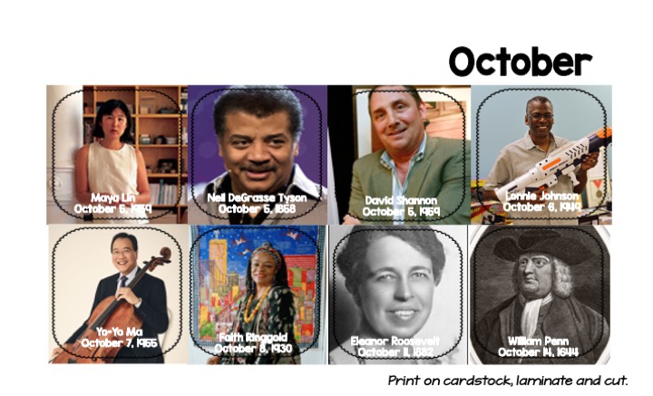 CLASSROOM DECOR History Themed Classroom Calendar - October Biographies ...